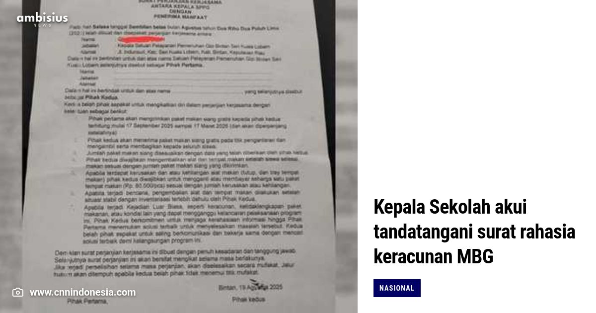Kepala Sekolah akui tandatangani surat rahasia keracunan MBG