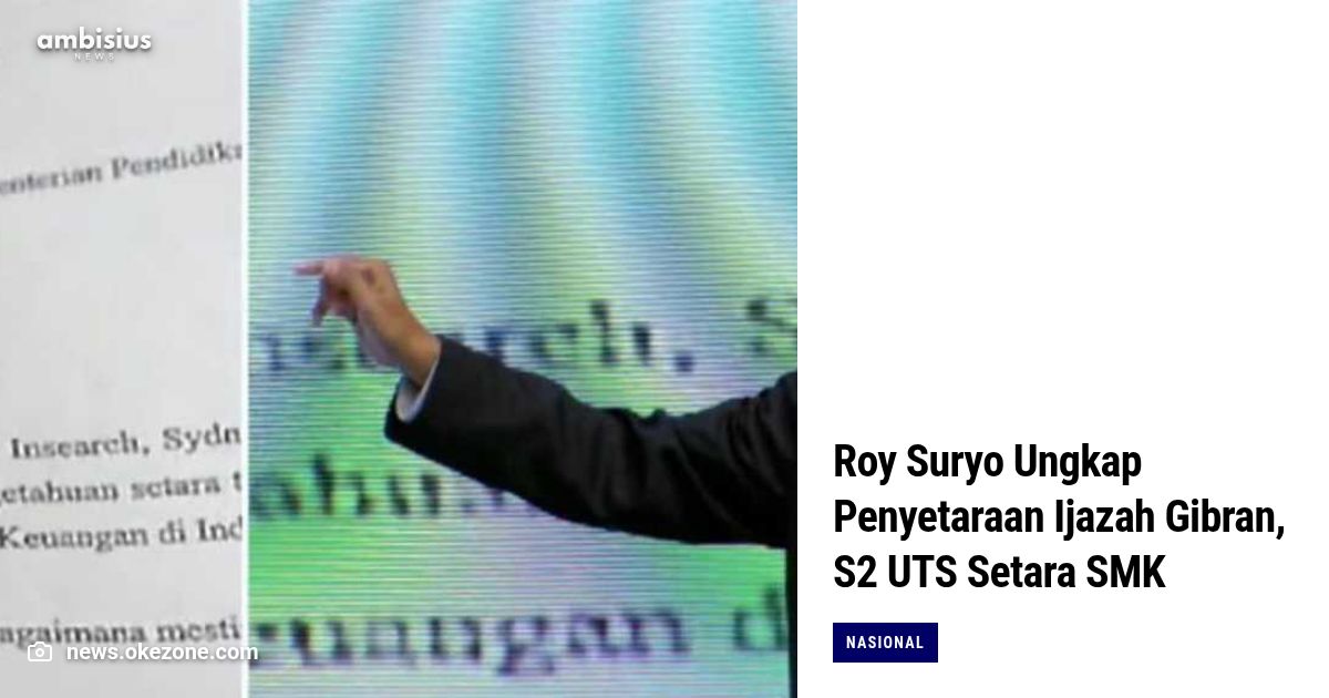 Roy Suryo Ungkap Penyetaraan Ijazah Gibran, S2 UTS Setara SMK